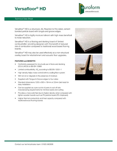 Versafloor HD - Cement Bonded Particle Board - Euroform Products